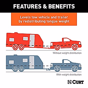 CURT 17500 TruTrack Weight Distribution Hitch with Sway Control, Up to 10K, 2-In Shank, 2-5/16-Inch Ball, Black