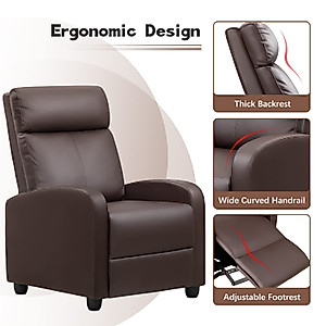 Furniwell Massage Recliner Chair for Living Room Adjustable PU Leather Reclining Chair Home Theater Seating Modern Winback Single Sofa for Adults with Footrest (Leather, Brown)