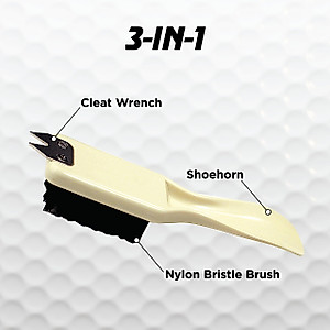 ProActive Sports Golf Valet 3-in-1 Brush w/Nylon Cleaning Bristles Shoehorn Handle and Spike Wrench