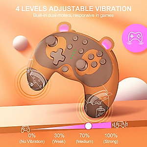 PowerLead Switch Controller - Cute Raccoon Animal Wireless Switch Controller for Switch Lite/OLED/PC, Switch Pro Controller Remote Gamepad Joystick with Turbo/Motion Control/Wake-up, Vibration