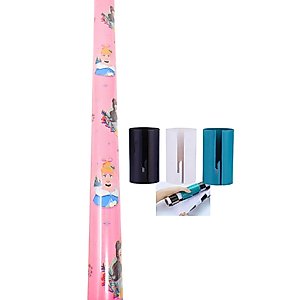 Ja'cor Pink Princesses Christmas Wrapping Paper 1 Roll 20 Sq Ft, Gift Wrap for Birthday Holiday Thanksgiving All Ocassion Presents Party Supplies Bundle with 1-Mini Wrapping Paper Cutter