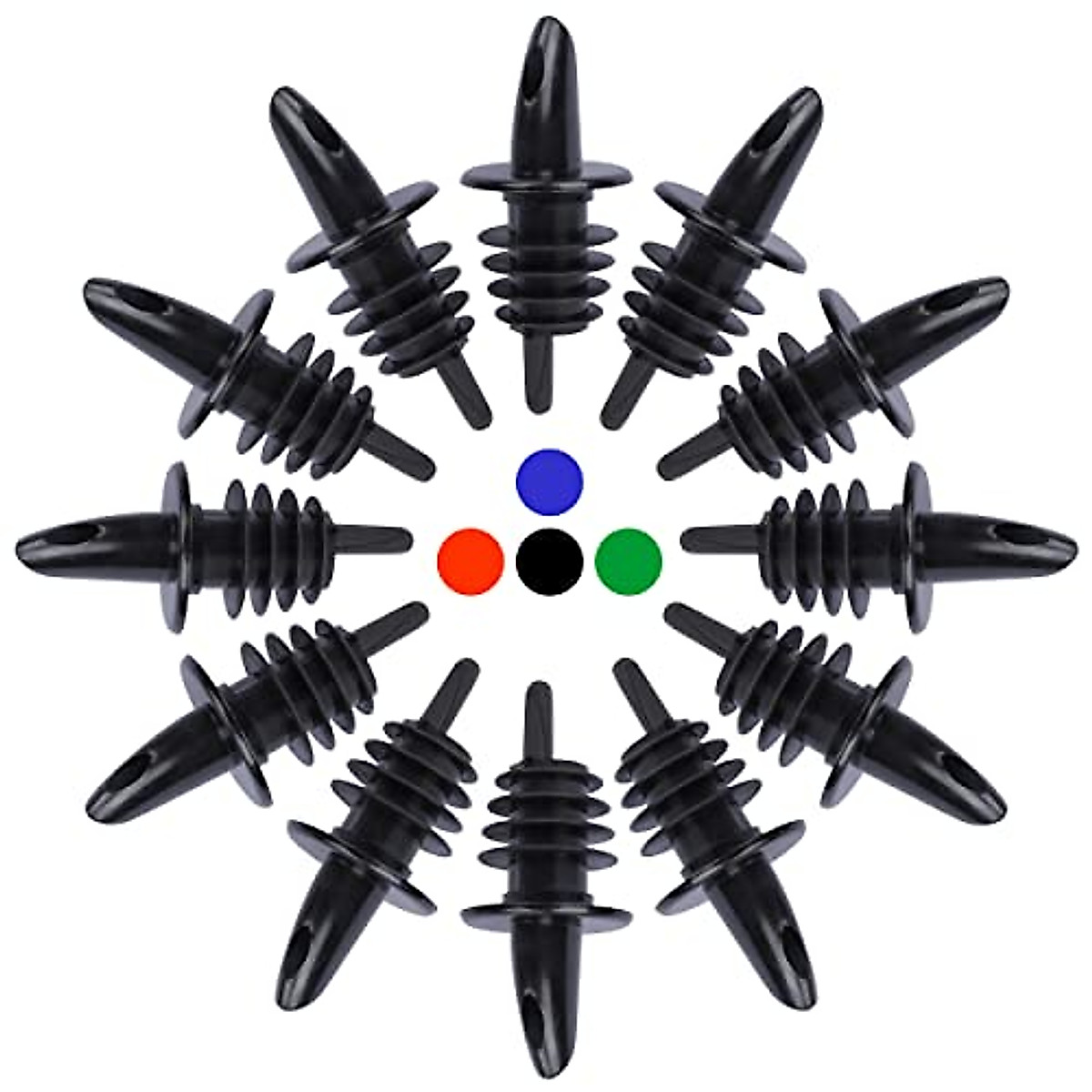 EHOMEA2Z Plastic Liquor Bottle Pourers Black- 12 Pack Classic Bottle Pourers for Alcohol, Leak-Proof, Dishwasher-Safe Pour Spouts for Liquor Bottles