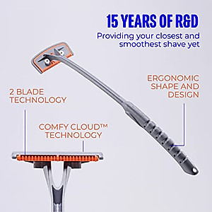 Bro Shaver 2.2. Back Shaver - Body Hair Trimmer. DIY Back shavers. 2 Shave Settings Wet or Dry. Extreme Reach Handle. Mens Grooming Kit, Shaving & Hair Removal Products