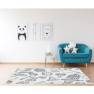 LOKMU Non-Slip Area Rugs Potter Different Witch Harry Pattern Birdcage Magic Wand Home Decor Rugs Carpet for Classroom Living Room Bedroom Dining Kindergarten Room 5'x7'