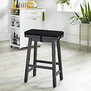 baibu Rectangle Bench Stool Cushion, Set of 4 Non-Slip Saddle Stool Seat Cushions Bar Stool Cushion with Machine Washable Cover - 4 Cushions Only (Black, 18x9.5x1.5in)