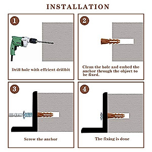 HongWay 370pcs Plastic Drywall Wall Anchors Kit with Screws, Includes 5 Different Assorted Size Anchors and Screws
