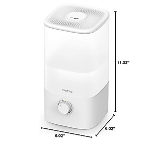 raydrop Cool Mist Humidifier, 2.5L Essential Oil Diffuser for Bedroom Nursery,Home and Office, Adjustable Mist,Auto Shut-Off, Easy to Clean,Dial Knob