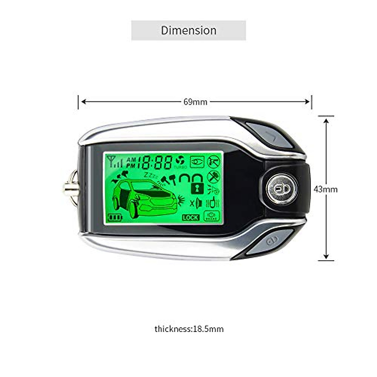 EASYGUARD EC204 2 Way car Alarm System with PKE Passive keyless Entry, Rechargeable LCD Pager Display & Remote Trunk Release, Shock Warning DC12V