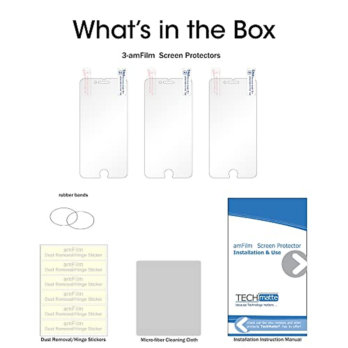 amFilm Screen Protector for Apple iPhone 7, 6S and 6 HD Clear, Flex Film, Case Friendly, PET Film, 3 Pack