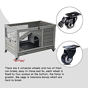 Rabbit Hutch Guinea Pig House Rabbit Cage for Small Animals 35.4"x20.87"x20.75"