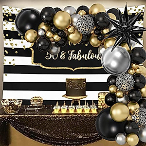 Amandir 148PCS Black and Gold Balloons Garland Arch Kit, 18''12''5'' Silver Metallic Gold Black Confetti Starburst Balloons for Men Birthday 2023 Graduation Decorations Black and Gold Party Supplies