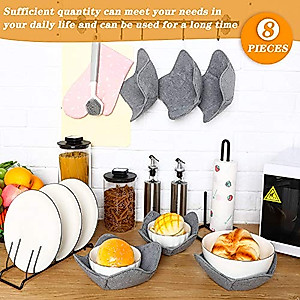 8 Pieces Bowl Holders Microwave Safe Bowl Pot Holder for Hot Soup, Food, Meals (Grey)