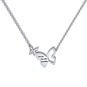 KUIYAI Now She Flies with Butterflies Necklace Rememberance Necklace (butterflies necklace)