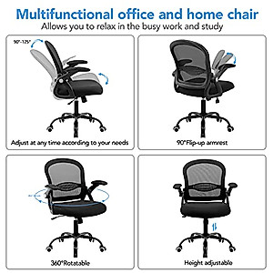 Mesh Office Chair Ergonomic Desk Chair Mid Back Mesh Computer Desk Chair with Lumbar Support Flip up Arms Adjustable Rolling 360° Swivel