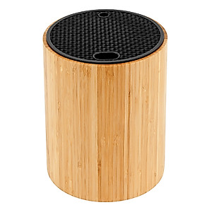 VaeFae Bamboo Round Knife Holder with Slots for Knife Sharpener and Scissors, Universal Knife Block, Kitchen Knife Storage with Unique Slot Design