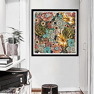 xackcme Flowers Diamond Painting Kits for Adults-Flowers Diamond Art Kits for Adults, Flowers Gem Art Kits for Adults for Gift Home Wall Decor(14x14inch)