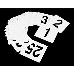 New Star Foodservice 23114 1-25 Double Sided Table Numbers, 4" x 4" Inch, White