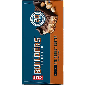 CLIF Builders - Chocolate Peanut Butter Flavor - Protein Bars - Gluten-Free - Non-GMO - Low Glycemic - 20g Protein - 2.4 oz. (12 Pack)