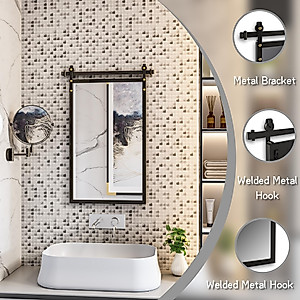 JNFUZ 20"x30" Farmhouse Bathroom Mirror, Rustic Mirror with Metal Frame Wall Mirrors for Living Room, Entryway, Hallway, Bathroom Vanity Mirrors for Over Sink(Black, 20×30)