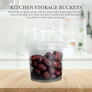 Clear Plastic Ice Cream Bucket: 10Pcs 1L Small Transparent Buckets with Lids Handles Reusable Food Container for Ice Cube Dry Fruits Nuts Grains