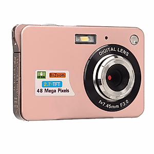 Digital Camera, Builtin 4K Antishake Rechargeable Compact Camera with Fill Light for Photography (Pink)