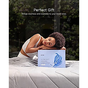 Kivik Cooling Comforter Queen, Cooling Down Alternative Duvet for Hot Sleepers, Soft Summer Duvet Insert for Night Sweats, Cool & Breathable Blanket, Grey 90x90 Inches