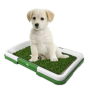PETMAKER Puppy Potty Trainer- Artificial Grass Mat, Tray & 5 Extra Replacement Turf Pads- Portable Indoor Toilet Training for Puppies & Small Pets, Green