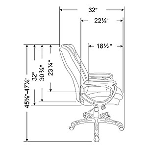 Realspace® Tresswell Bonded Leather High-Back Chair, Black/Silver
