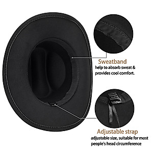 Womens Cowgirl Studded Pinched Western Cowboy Hats Wide Brim Gaucho Hat Fedoras Hat with Belt Buckle(M/L) (US, Alpha, Medium, Black-3 Diamonds)