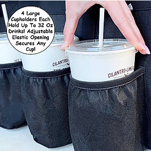 FRESHIE Insulated Food Delivery Bag with Cup Holders/Drink Carriers Premium, For Doordash, Uber Eats, Grubhub, Pizza Bag, Catering, Beverage, Commercial Quality (XL)