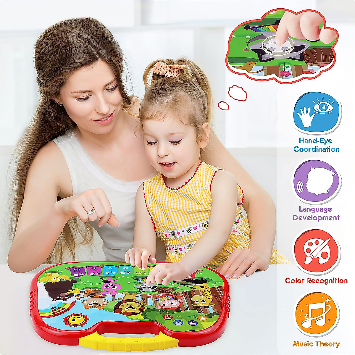 Baby Musical Toy for 6 12 18 Months, Baby Toy Piano Board with Buttons, Animal Noises Sounds Toys for 1 Year Old, Educational Learning Toy, Christmas Birthday Gift for 1 Year Old Boys Girls