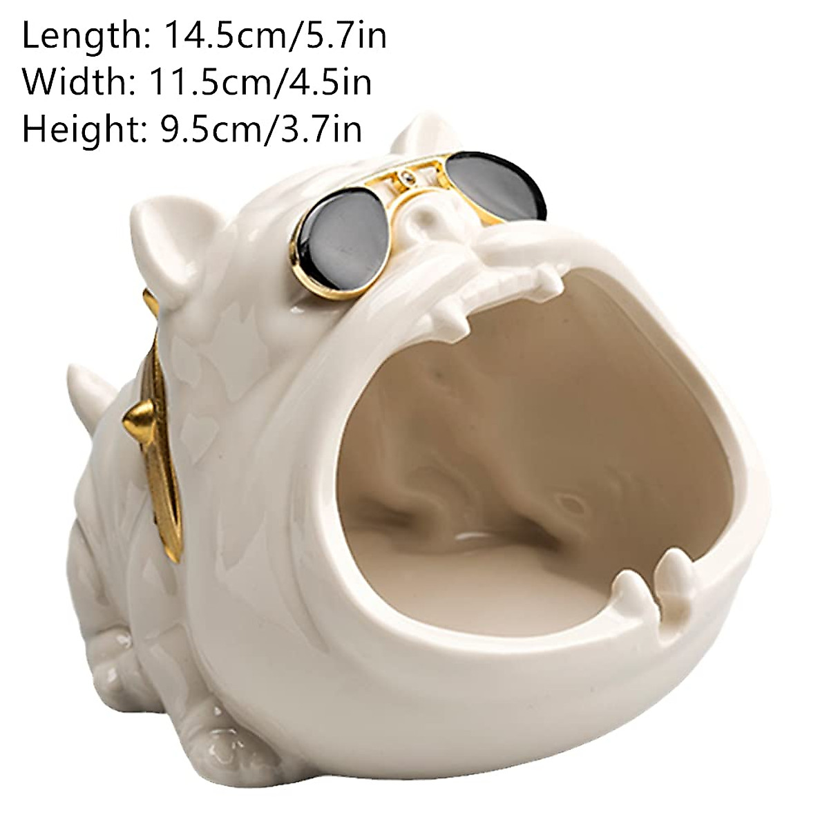 XIOU Desktop Ceramic Trash Can, Animals Garbage Can for Office Desktop, Small Bucket for Home Indoor Decoration, Cute Mini Tabletop Wastebasket (Dog-b (White))