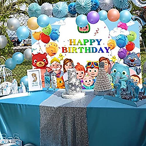 Birthday Party Supplies for Cocomelon, 5x3 Ft Birthday Backdrop for Cocomelon, Cartoon Family Party Decoration Banner for Baby Shower Birthday Party