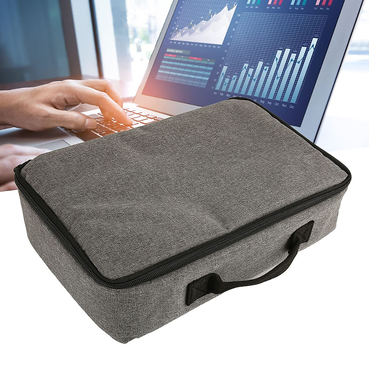 BTIHCEUOT Projector Case, Gray Heavy Duty Nylon Portable Projector Bag for Outdoor