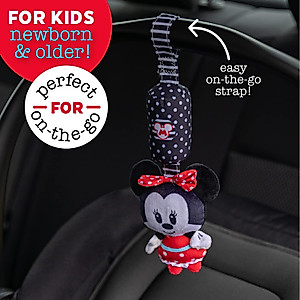 KIDS PREFERRED Disney Baby Minnie Mouse High Contrast Crinkle Plush, Boys and Girls Ages 0+, Stroller On The Go Activity Toy, Travel Chime Toy (81249)