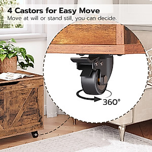 HOOBRO Storage Chest, Toy Box, 29.5" Storage Bench with 4 Wheels, Toy Chest Supports 220 lb, Safety Hinge, U-Shaped Opening, Easy Assembly, for Bedroom, Living Room,Rustic Brown FG74CW01