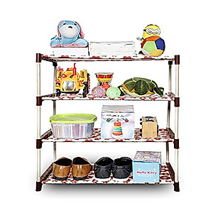 OppsDecor 10 Tiers Shoe Rack, Easy Assembled Shoe Stand Non-woven Fabric Shoe Tower, Sturdy Shoe Shelf Storage, Rack for Shoes Organizer Cabinet