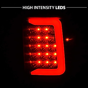 AmeriLite for 1993-1997 Ford Ranger Smoke Black C-Type LED Tube Replacement Taillights Set - Passenger and Driver Side