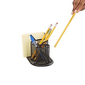 Mind Reader DCUPORG2-BLK 2 Pc Mesh Cup, Pen, Pencil, Paperclip, Office Supplies Storage Organizer, Black