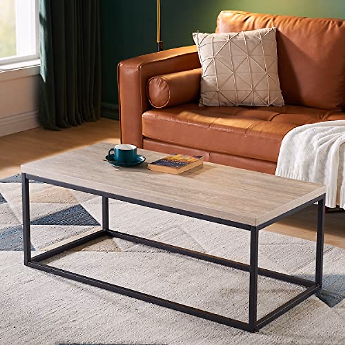 CENSI 40" Modern Grey Oak Coffee Table Set of 2 for Living Room