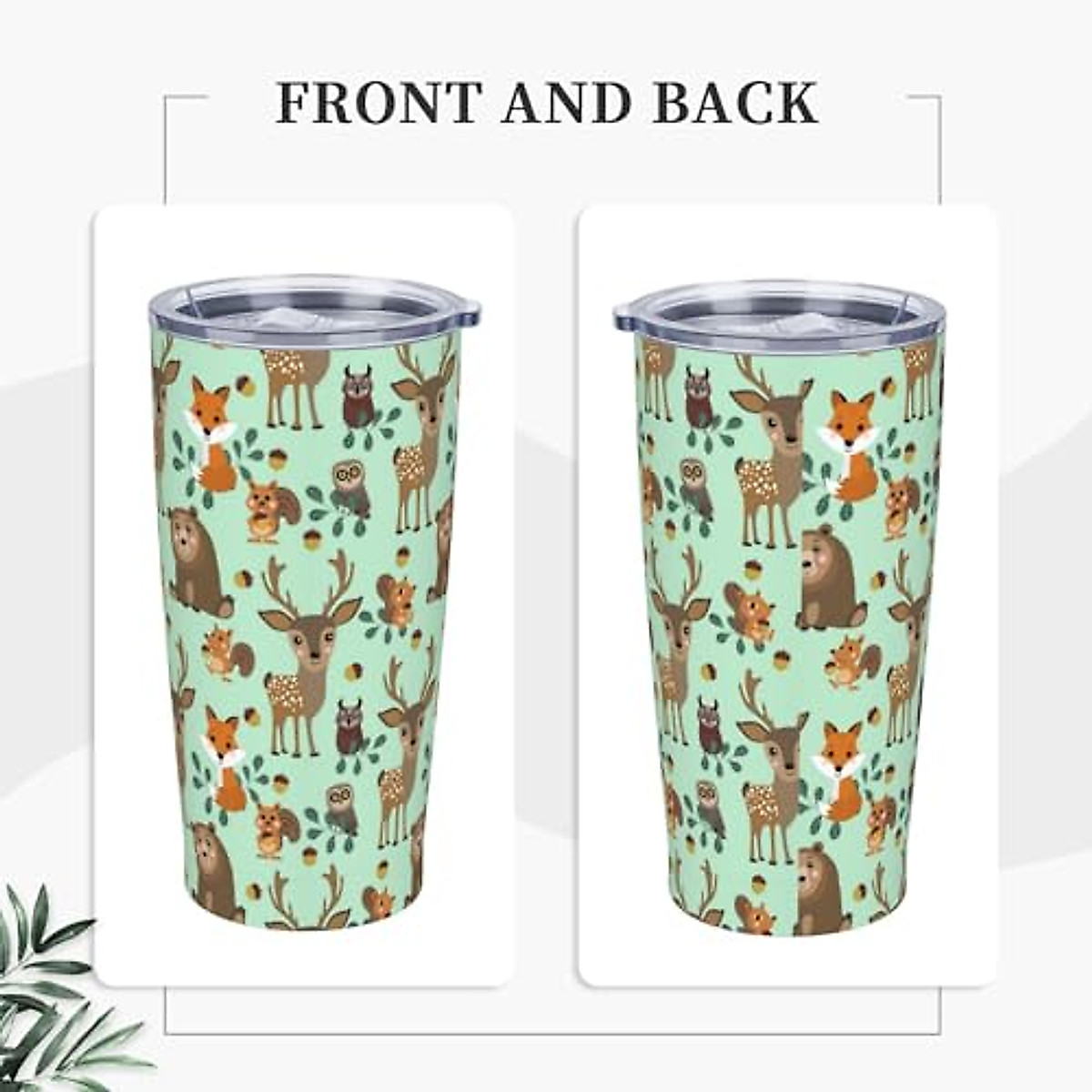 Yaxongx 20oz Tumbler Squirrel Deer Owl Double Wall Vacuum Insulated Coffee Mug with Lid and Metal Straw Brush Reusable Stainless Steel Water Bottle Travel Cup Gifts for Car Ice Drinks Hot Beverage