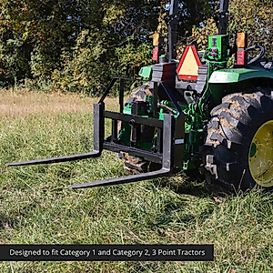 Titan Attachments Pallet Fork Frame Attachment with 42" Fork Blades, Fits Cat I & II Tractors, Rated 4,000 LB