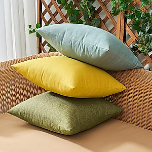 Woaboy Set of 2 Outdoor Waterproof Throw Pillow Covers Decorative Farmhouse Solid Cushion Cases for Spring Bed Sofa Couch Car Living Room Teal 16x16 inch