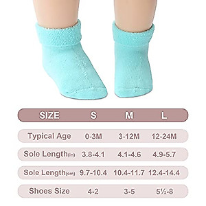 JAKIDAR 6 Pairs Baby Socks Thick Warm Socks for Infant Newborn Cotton Sock Shoes, Pink White Blue 0-3M