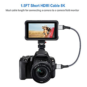 Short HDMI Cable 1.5FT 2-Pack, 8K HDMI 2.1 Cable HDMI to HDMI Cord 48Gbps Ultra High Speed (8K@60Hz, 4K@120Hz, 2K, 1080P, HDR, 3D, eARC) for Laptop, Monitor, Switch, PS5/PS4, Xbox