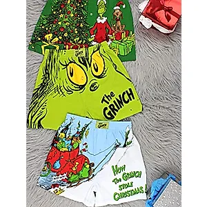 Dr. Seuss How The Grinch Stole Christmas Men's Button Fly Boxer Shorts (Small, Blue)