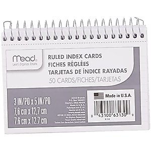 Mead Wirebound Ruled Index Cards, 3 X 5 Inches (63130)