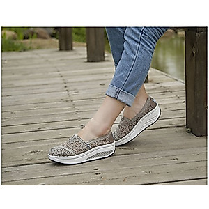 Bill&Candy Women's Mesh Slip-On Platform Toning Shoes Crochet Fitness Work Out Sneaker Dark Grey