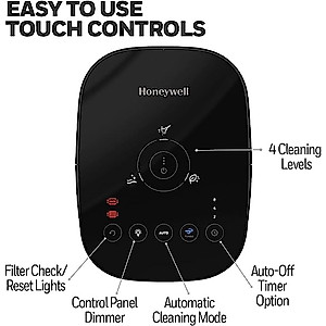 Honeywell HPA080 InSight HEPA Air Purifier with Air Quality Indicator and Auto Mode, Allergen Reducer for Medium Rooms (100 sq ft), Black - Wildfire/Smoke, Pollen, Pet Dander & Dust Air Purifier