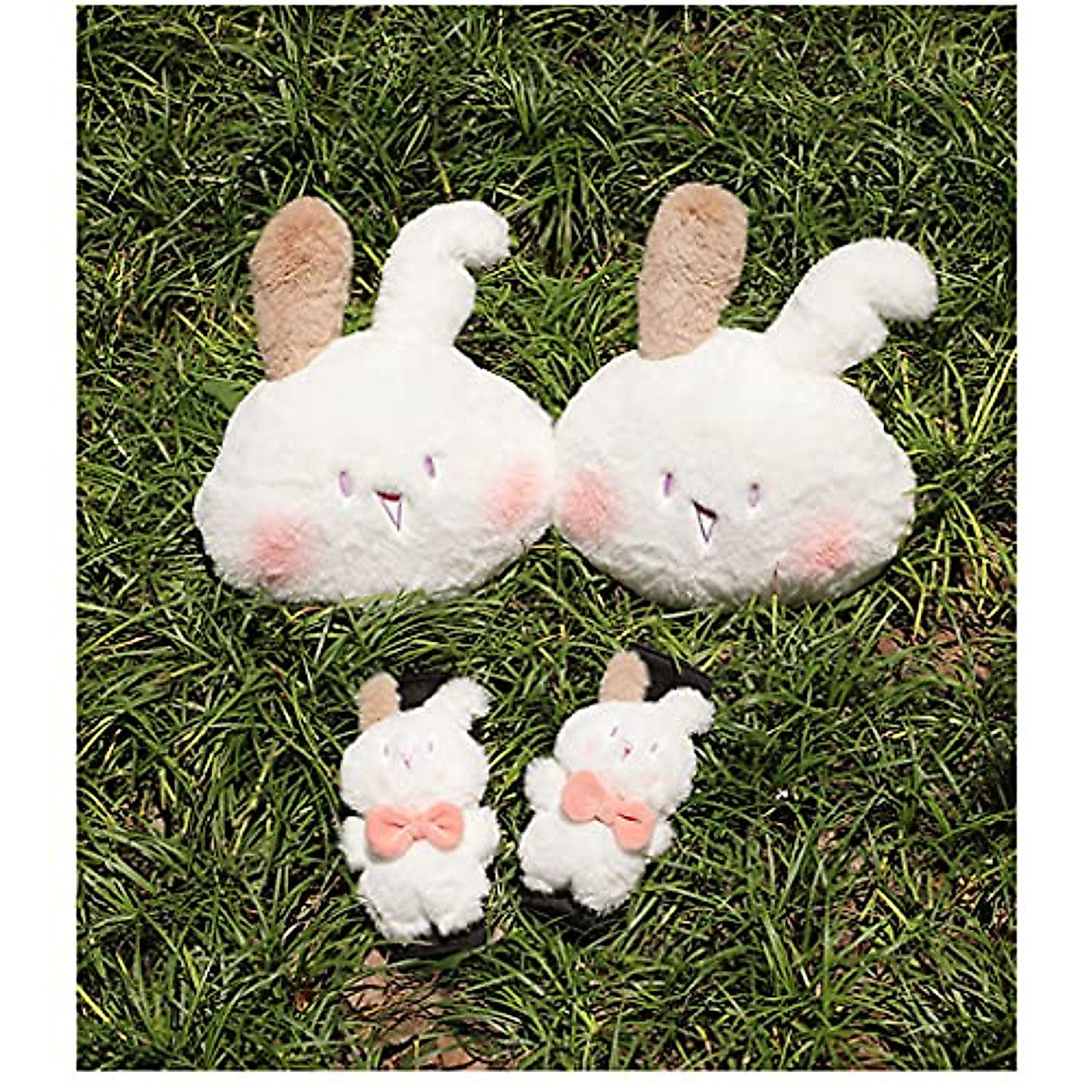 seemehappy Fuzzy Naughty Bunny Car Pillow Headrest Pillow, Fluffy Bunny Seat Belt Should Pad Cover, Cute Auto Accessories for Girls